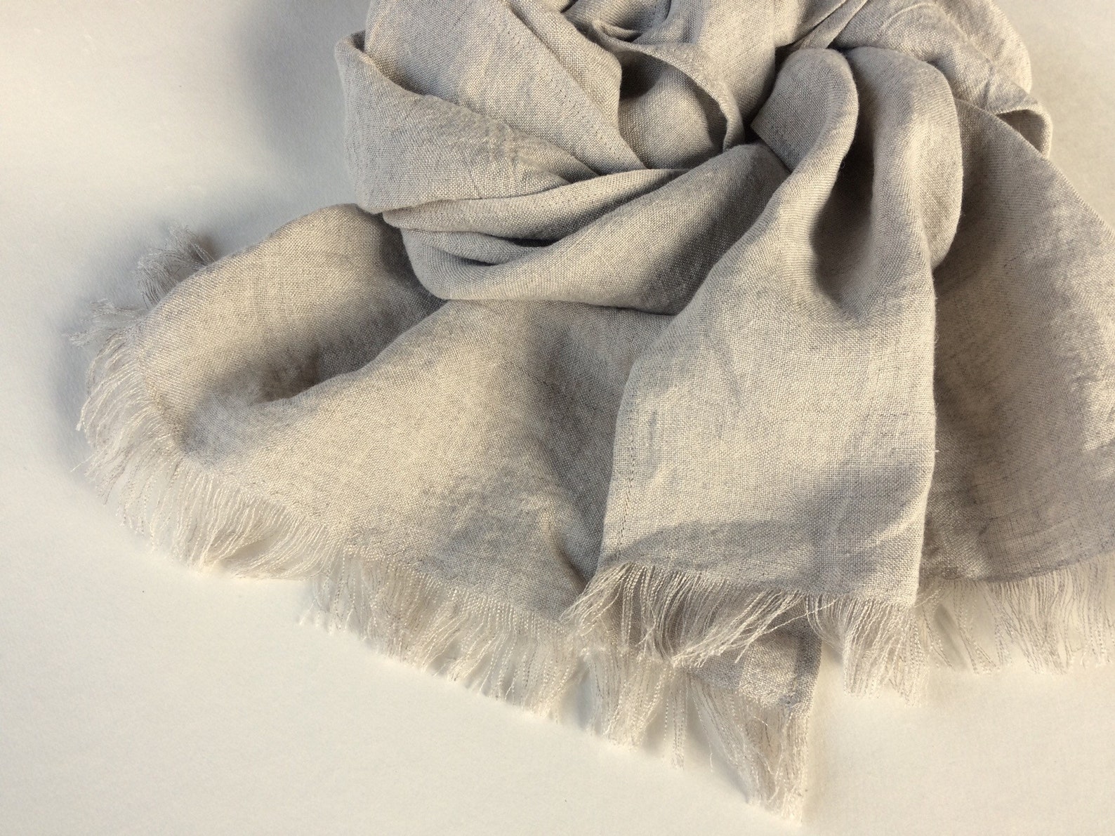Extra Long Linen Scarf Oversized Frayed Undyed Softened Pure - Etsy