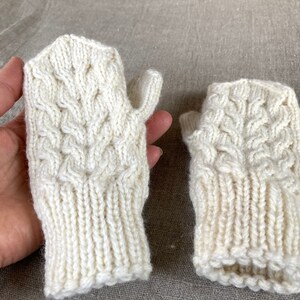 Knit Toddler's Mittens, Ivory Kid's Mittens, Hand Knitted Children ...