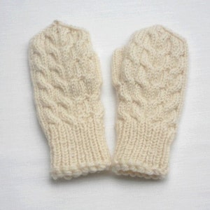 Knit Toddler's Mittens, Ivory Kid's Mittens, Hand Knitted Children ...