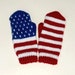 Knit Mens Mittens, Stars and Stripes American Flag Colors, Red White ...
