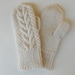 Ivory Wool Handknitted Mittens, Unisex Hand Knit Winter Gloves ...