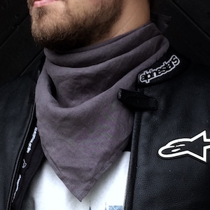 Embroidered Linen Bandana, Personalized Mens Neck Warmer, Custom Made ...