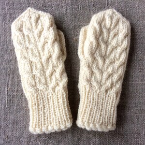 Knit Toddler's Mittens, Ivory Kid's Mittens, Hand Knitted Children ...