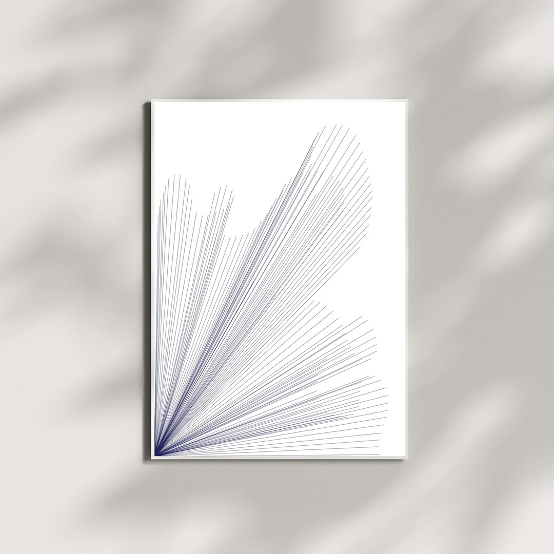 Navy Blue Radiant Lines Abstract Wall Art - Etsy