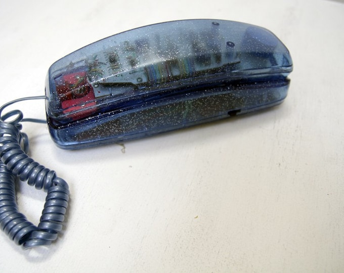 80s Clear BLUE SPARKLY Vintage Phone SAVED BY THE BELL - Etsy