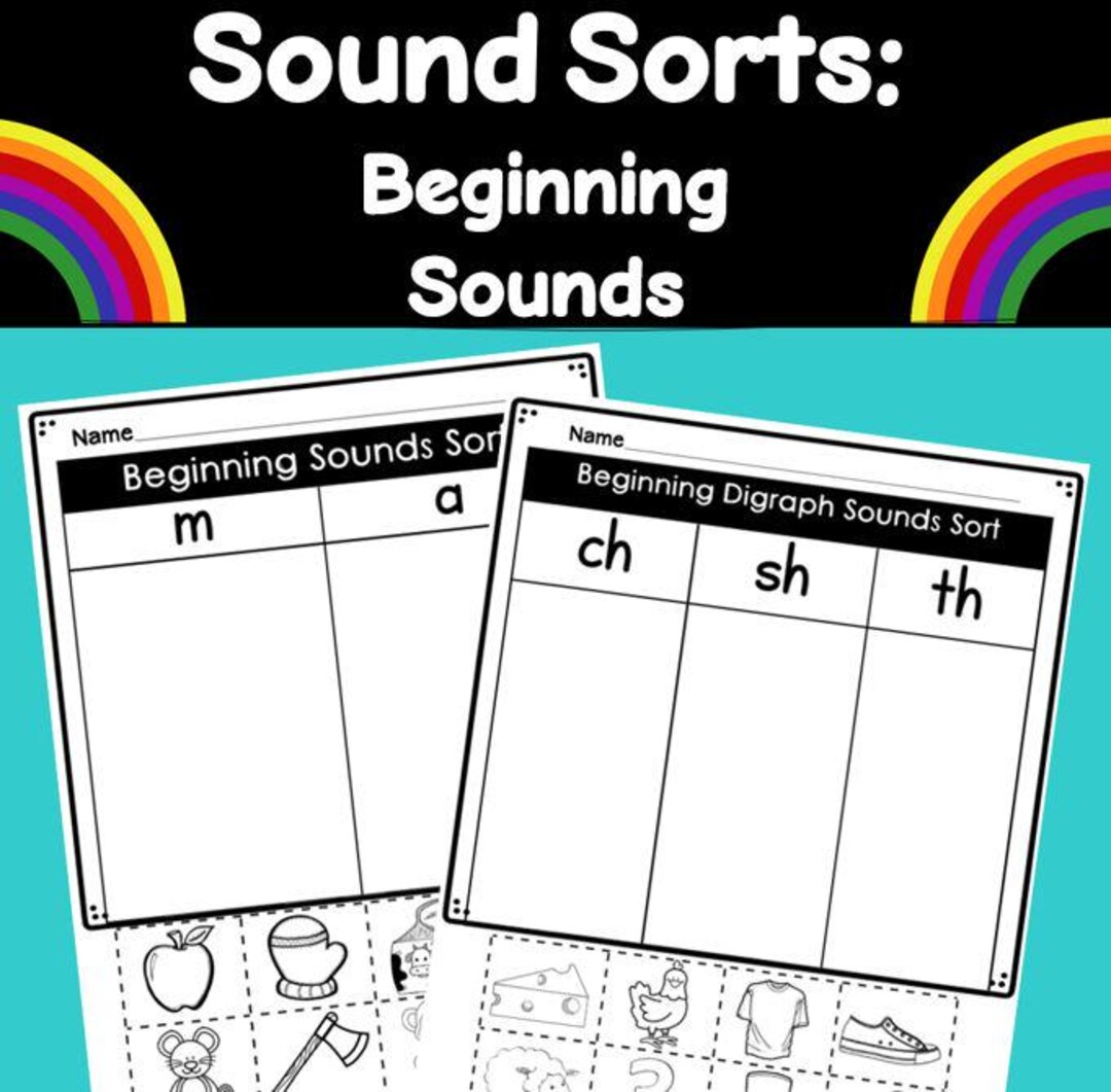 Beginning Sound Sort Cut & Paste Activities 13 Pages Kindergarten Pairs ...
