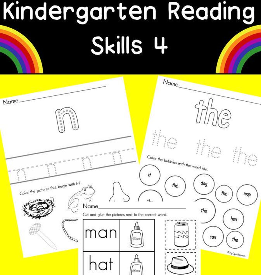 Kindergarten Reading Skills 4 Activities Sounds CVC Words, Pairs With ...