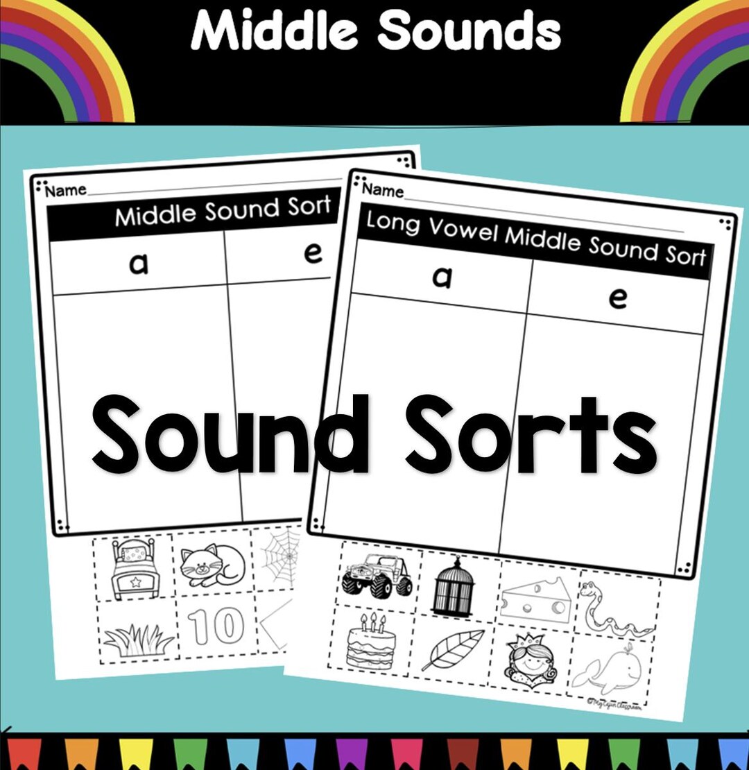 Middle Sound Sort Cut & Paste Activities 11 Pages Short and Long Vowels ...