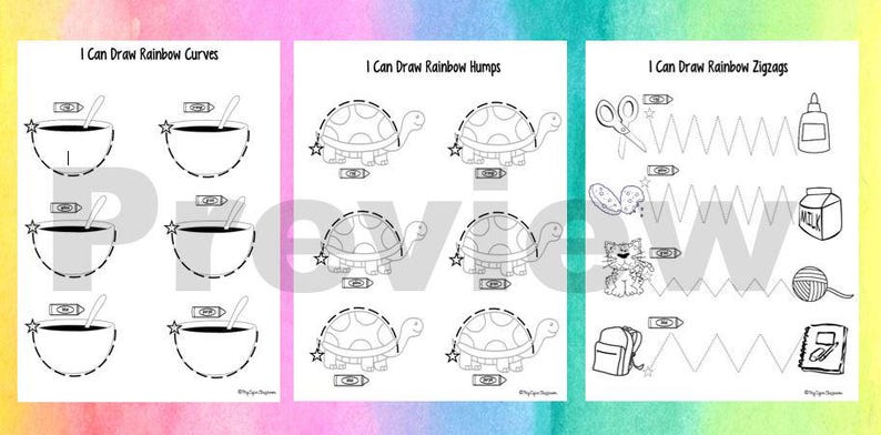 Kindergarten CKLA Skills 2 Worksheets Pre-writing Skills Rainbow ...