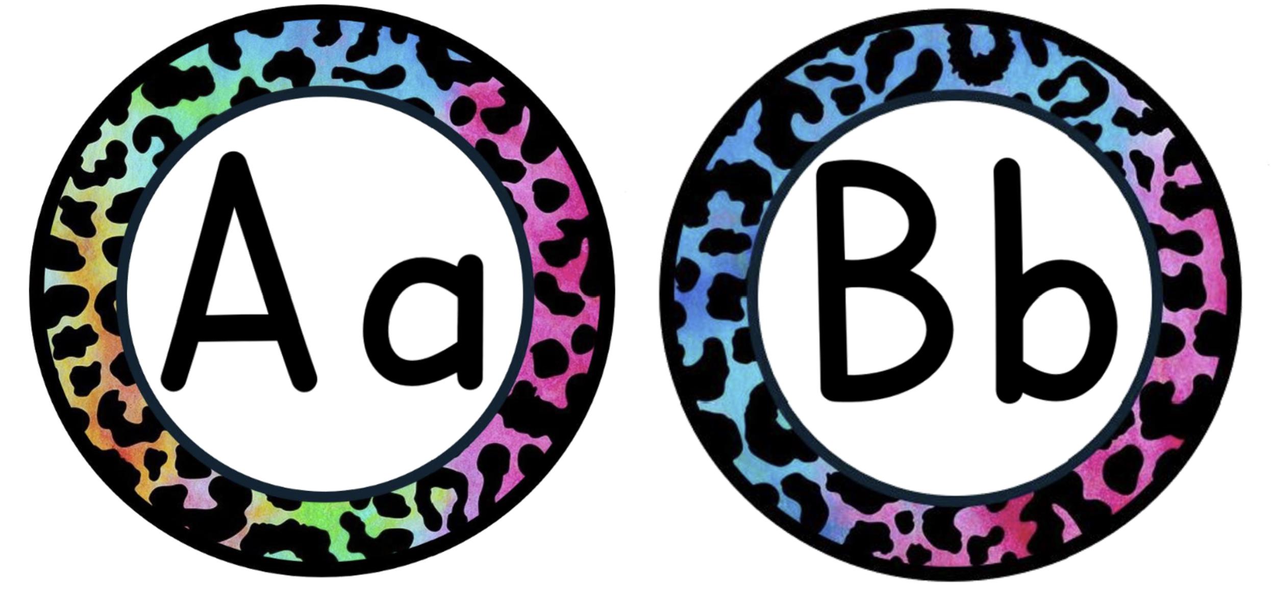 Digital Printable Alphabet Poster Signs Colorful Cheetah Print Rainbow ...
