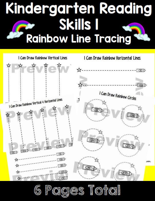 Kindergarten CKLA Skills Worksheets Writing Readiness Line Tracing - Etsy