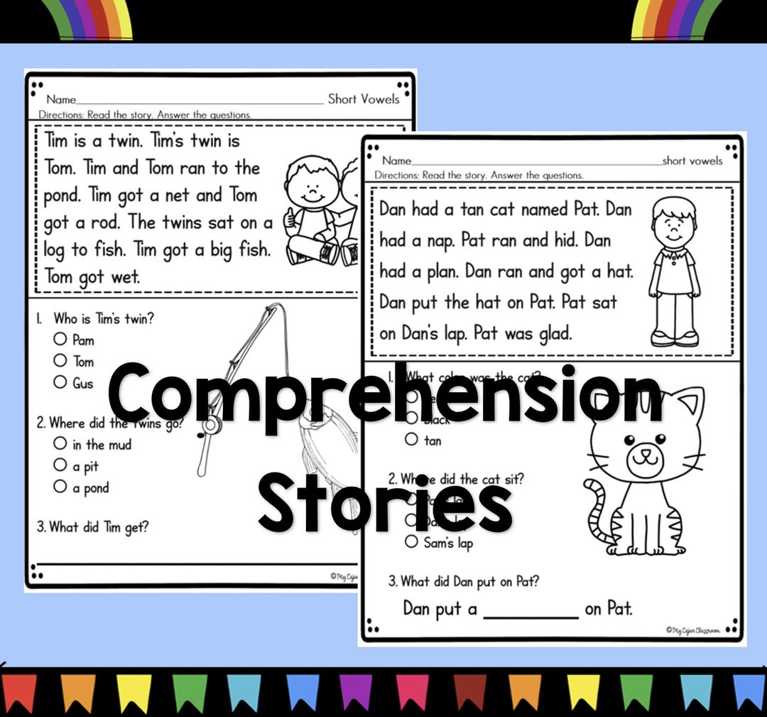 Comprehension Passages-25 Stories With Questions Short Vowels CVC ...