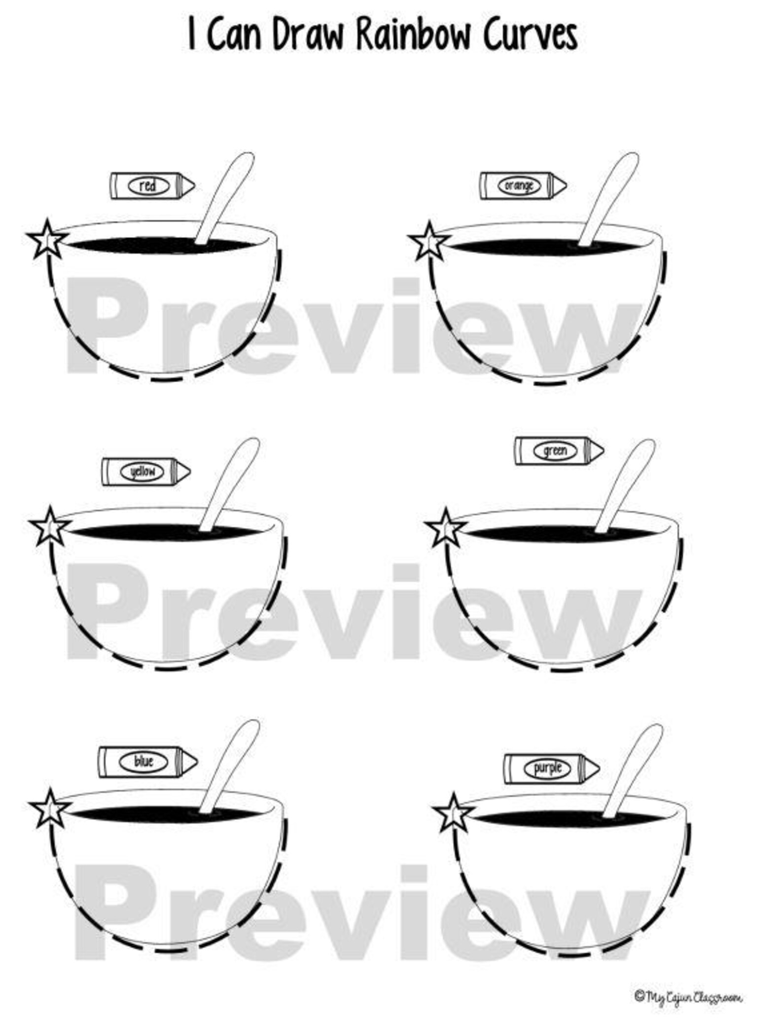 Kindergarten CKLA Skills 2 Worksheets Pre-writing Skills Rainbow ...