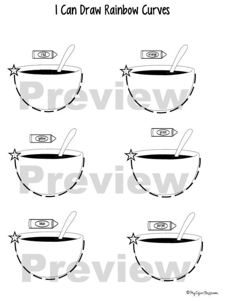 Kindergarten CKLA Skills 2 Worksheets Pre-writing Skills Rainbow ...