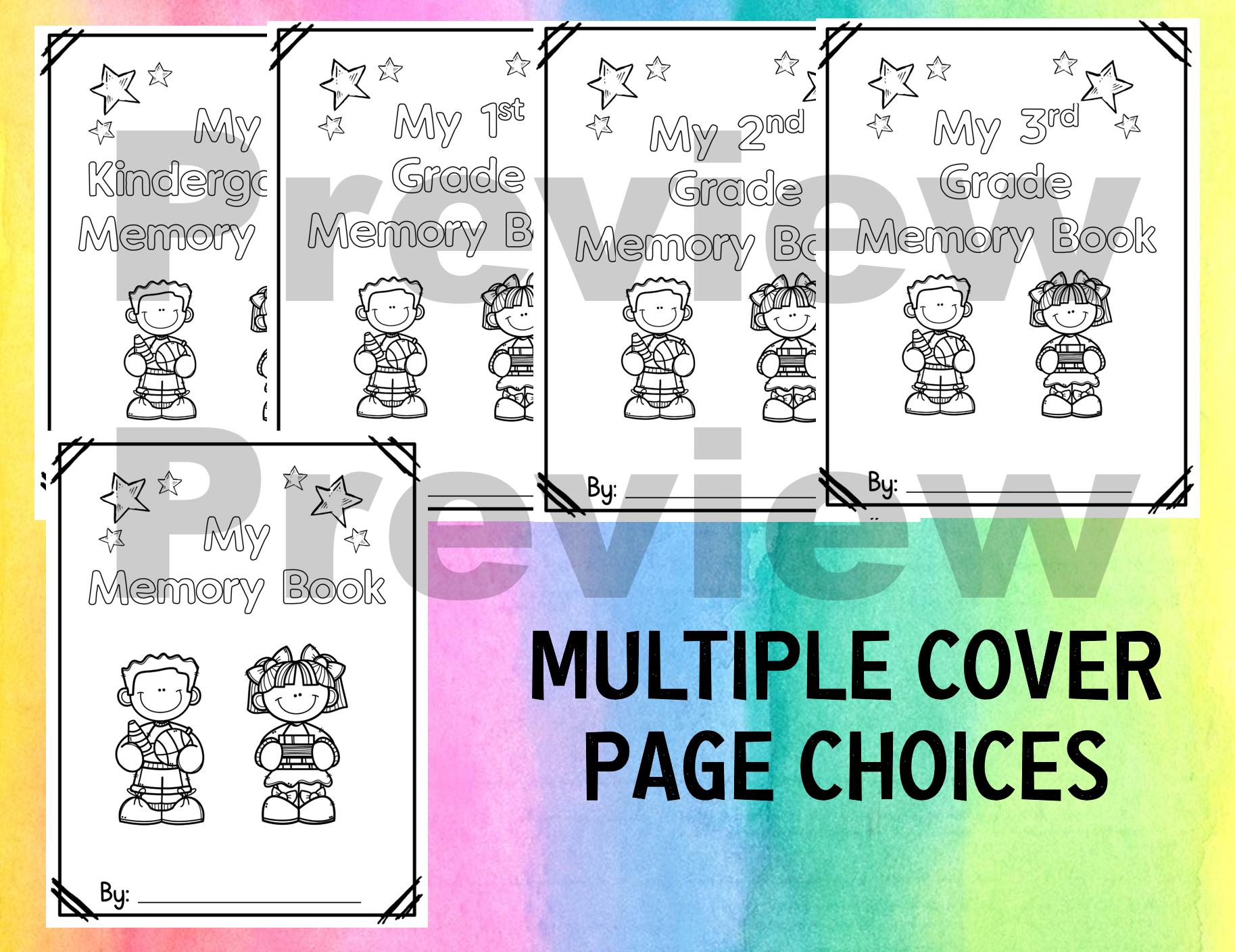 End of Year Memory Book Kindergarten, First, Multiple Grades Printable ...