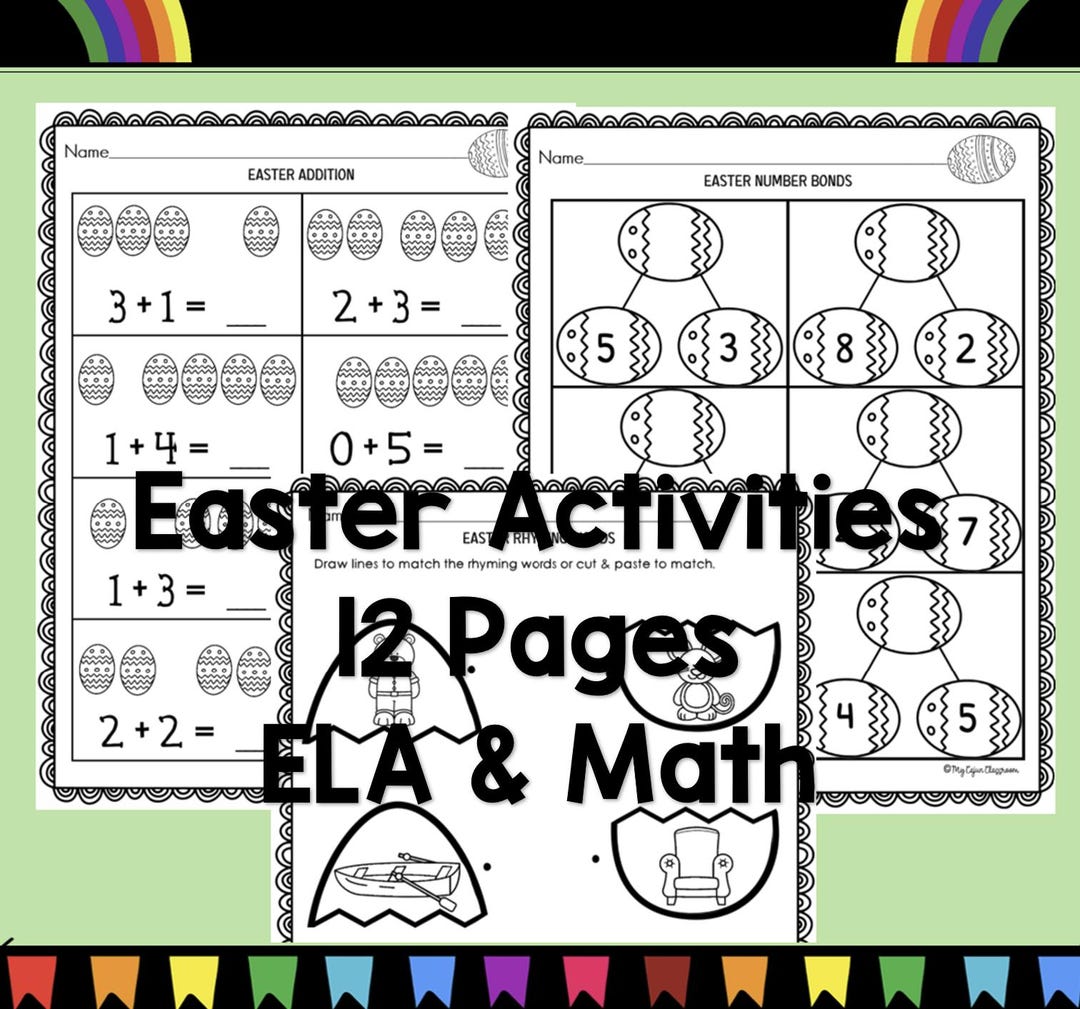 Fun Easter Activities for Math & Literacy ELA Elementary, Kindergarten ...