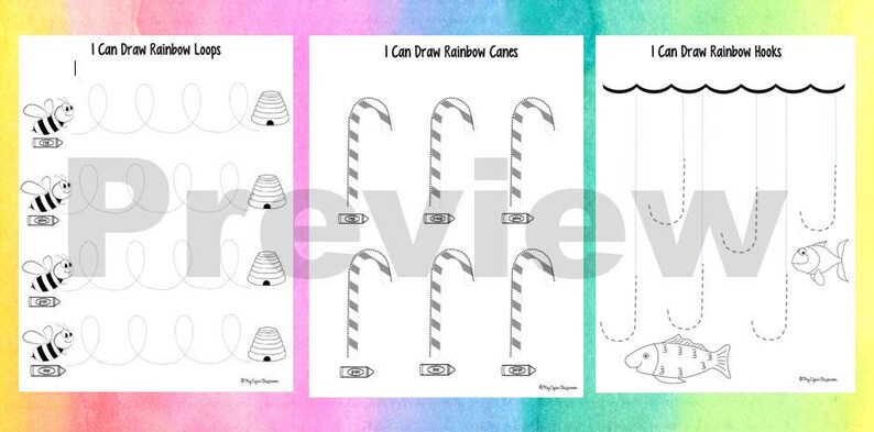 Kindergarten CKLA Skills 2 Worksheets Pre-writing Skills Rainbow ...