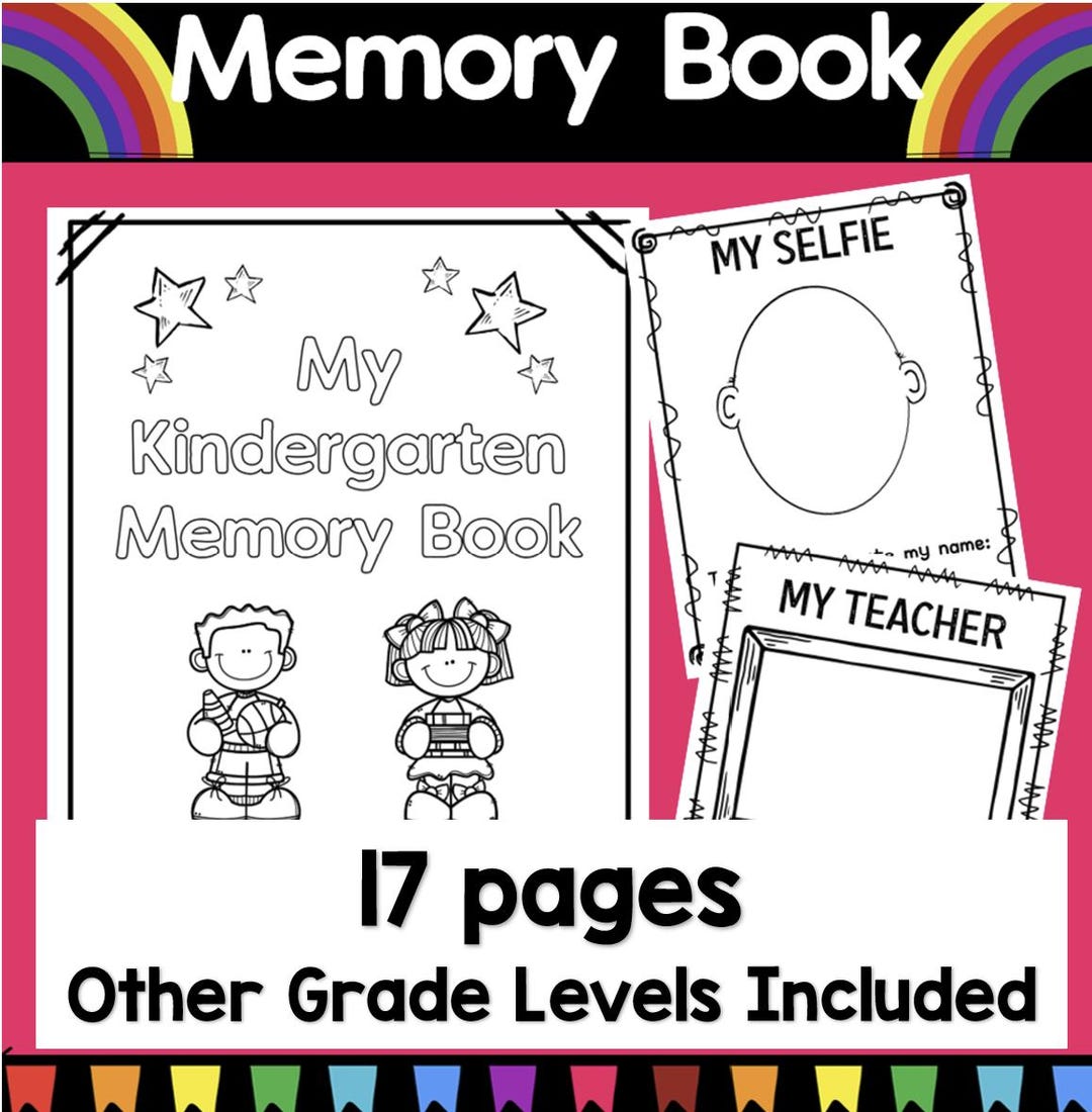 End of Year Memory Book Kindergarten, First, Multiple Grades Printable ...