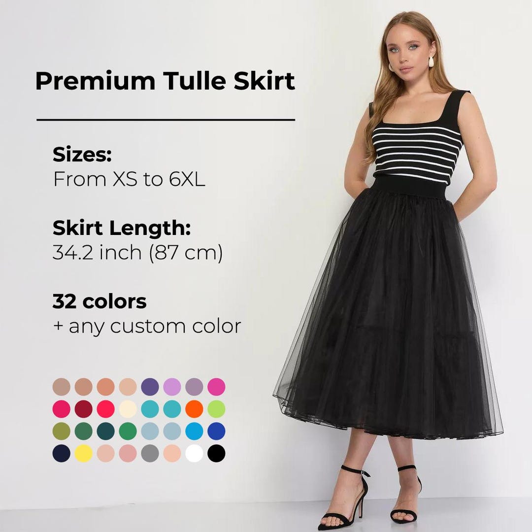 Layered Black Tulle Skirt, Custom Colors Tulle Skirt, Fluffy Tulle ...