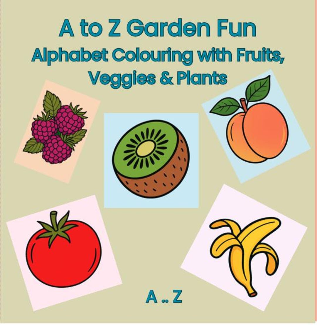 Alphabet Colouring for Kids With Fruits, Veggies & Plants - Alphabet ...