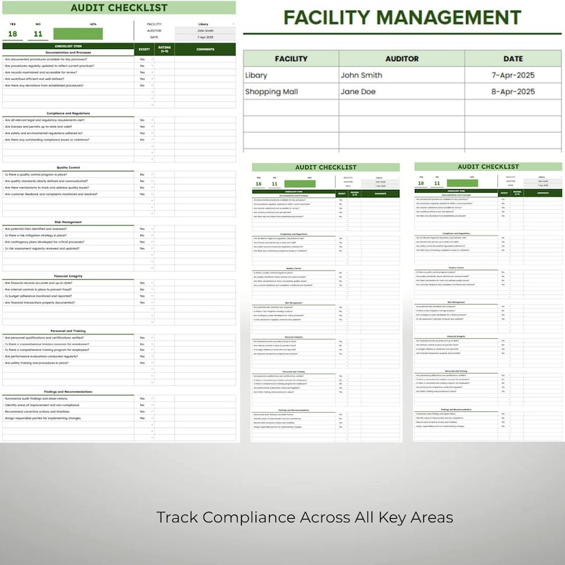 Audit Checklist Template | Google Sheets Internal Audit Tool - Etsy