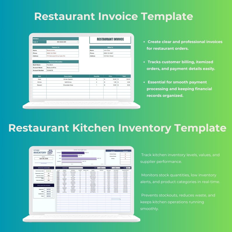 Restaurant Management Templates Bundle – 10 Google Sheets Tools - Etsy