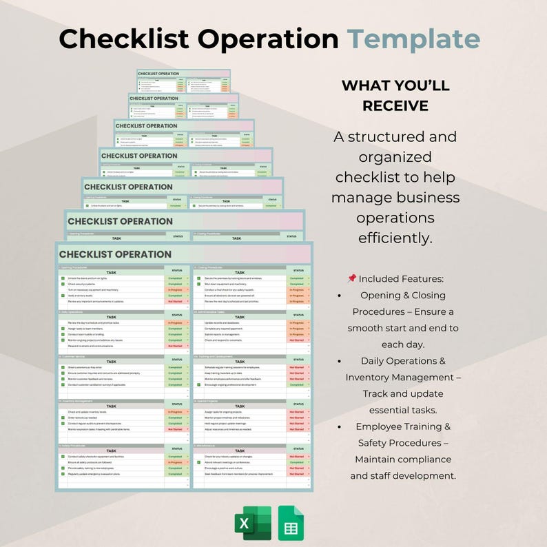 Google Sheets Checklist Template: Editable Business Task Tracker - Etsy