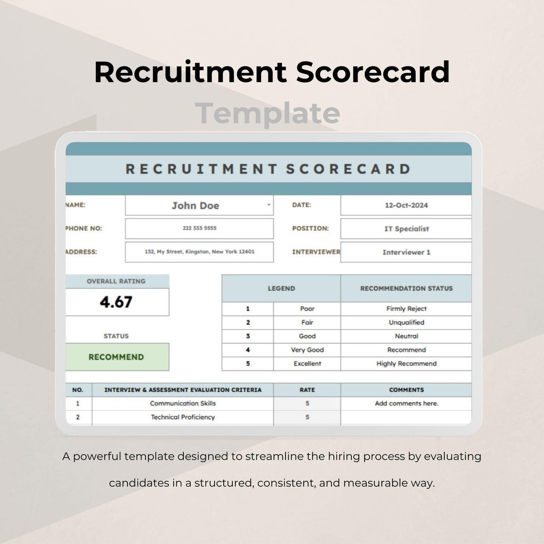 Recruitment Scorecard Template, Google Sheets Interview Evaluation Form ...