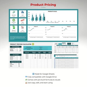 Product Pricing Template, Google Sheets, Dashboard, Profit Margin ...