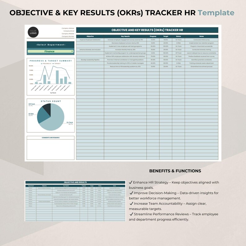OKR Tracking Dashboard for Google Sheets — Goal Planner and Progress ...