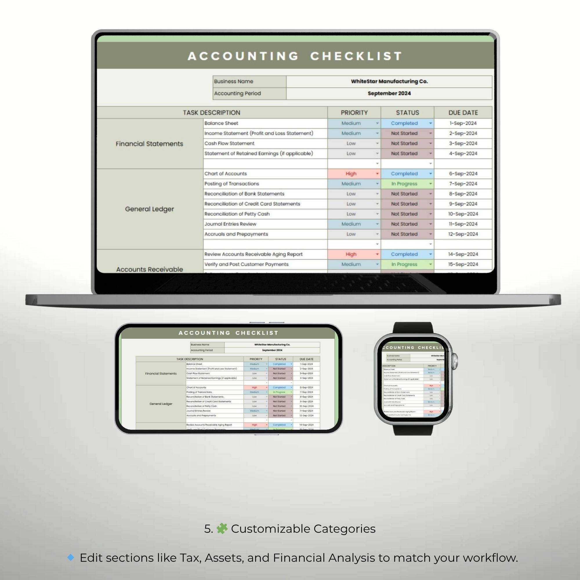 Accounting Checklist Template | Google Sheets Month-end Tracker - Etsy