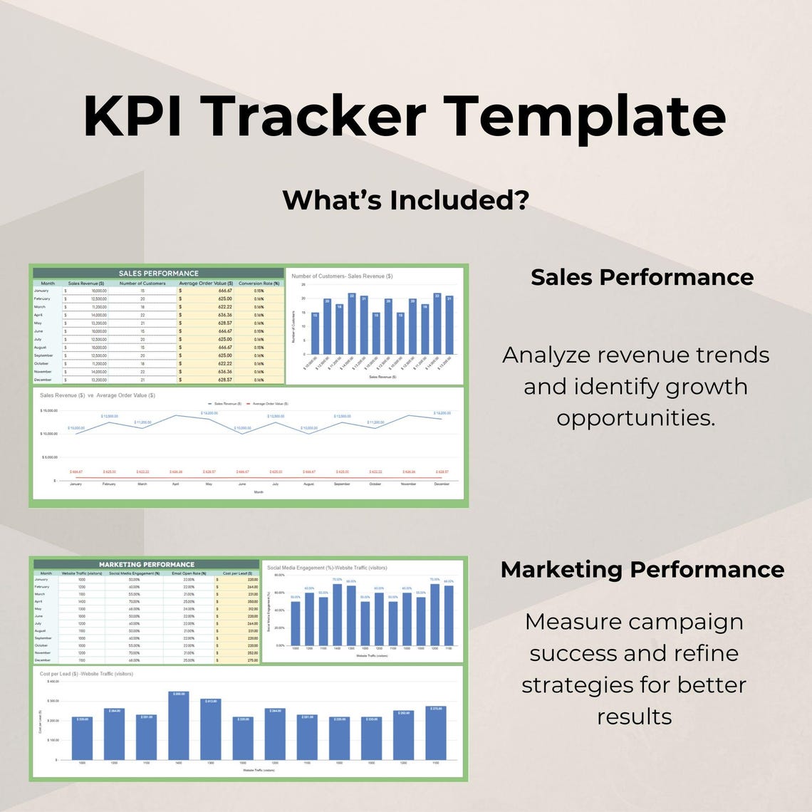 Performance Tracker for Google Sheets — Metrics Dashboard and Reporting ...