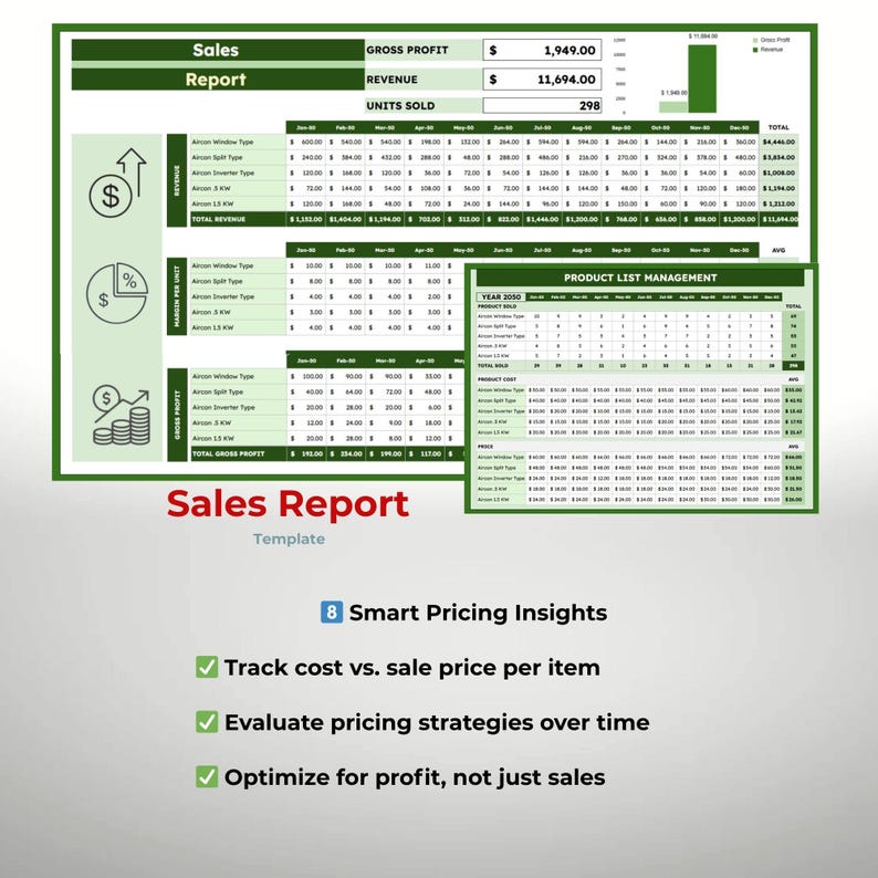 Sales Report Template for Google Sheets — Revenue Tracking & CRM ...