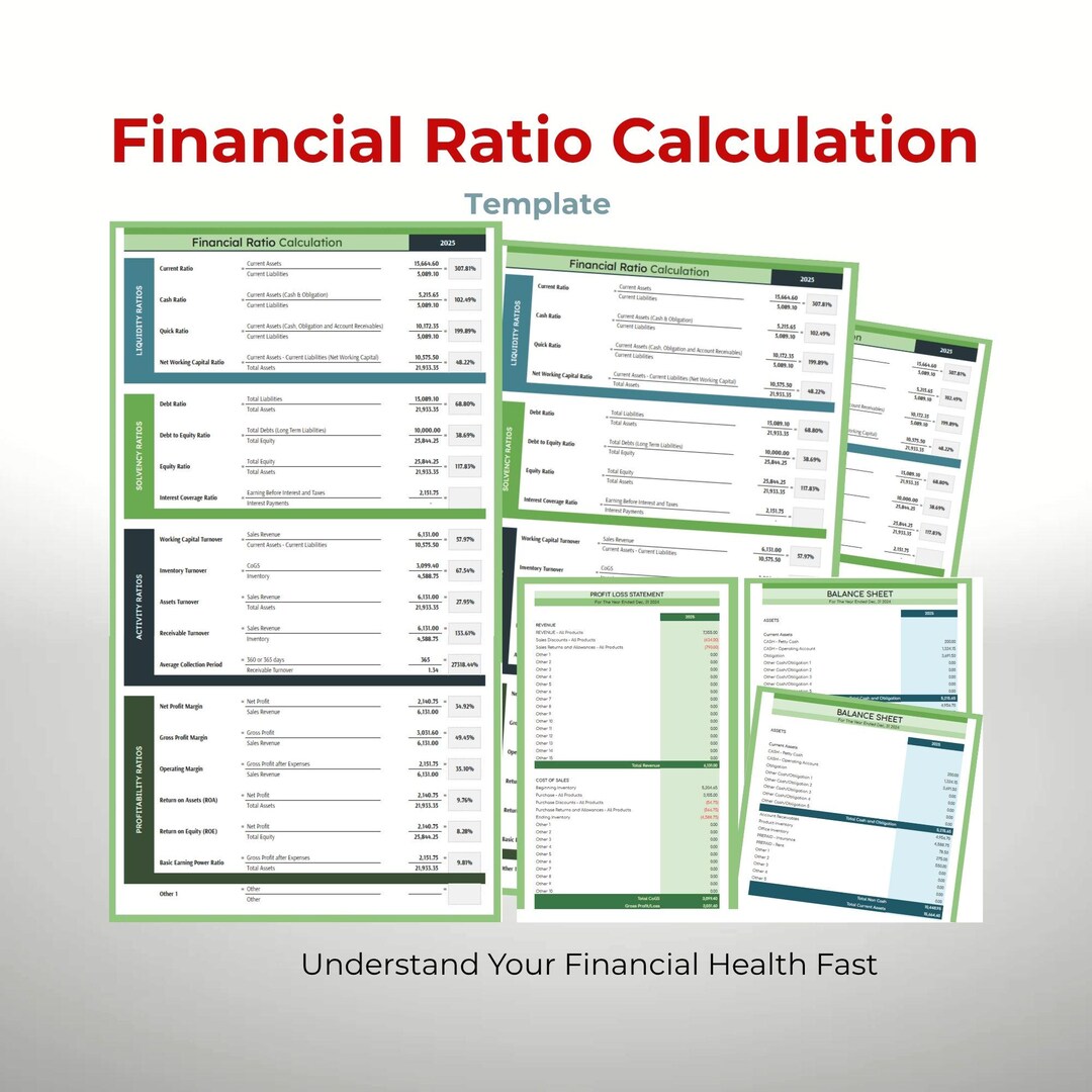Financial Ratio Analysis Template | Google Sheets Metrics Tool - Etsy