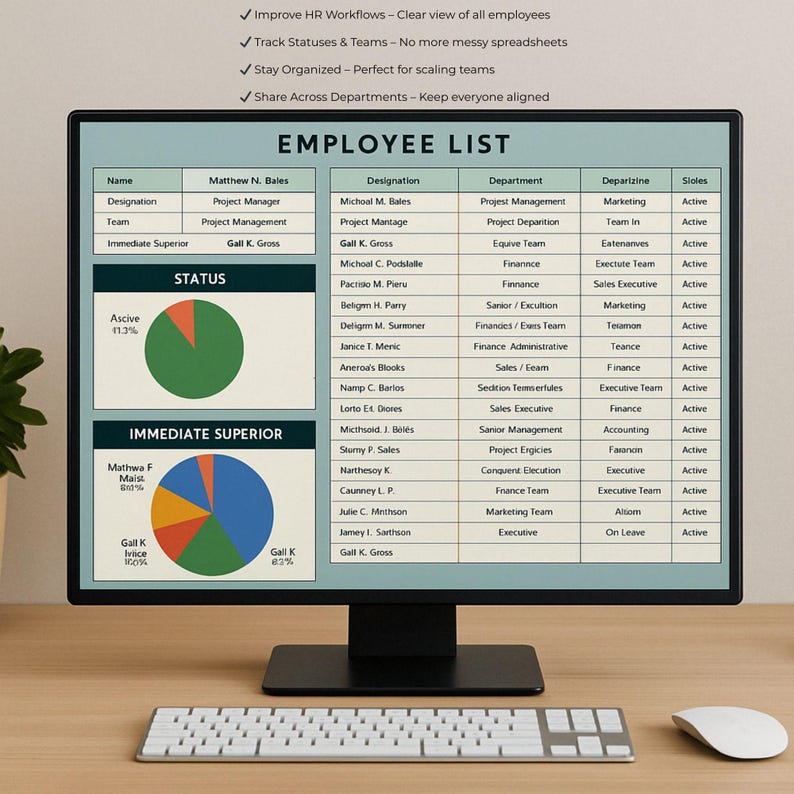 Employee List Template for Google Sheets — Editable Staff Tracker & HR ...