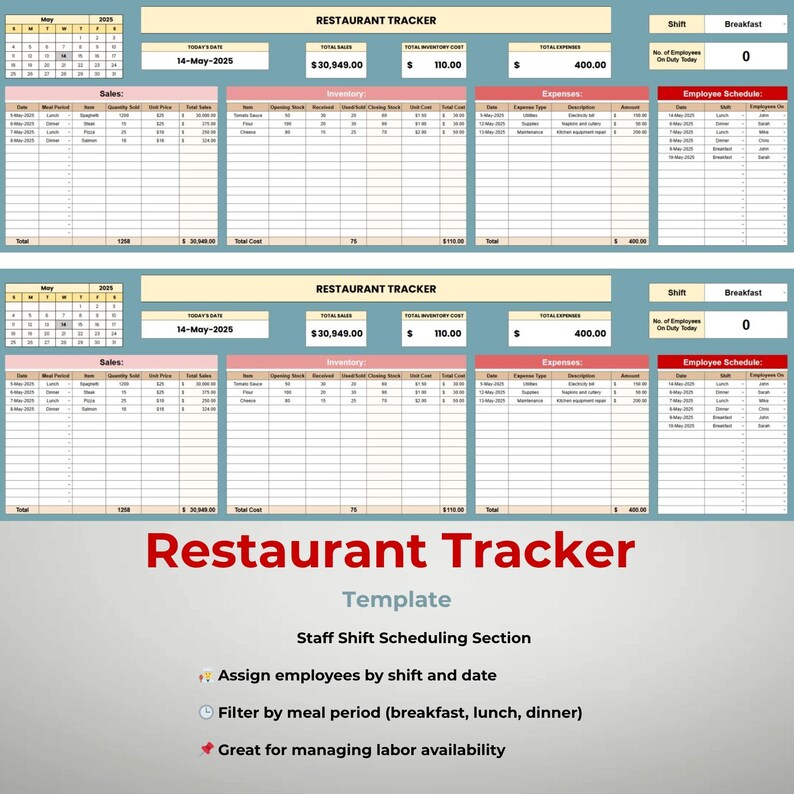 Restaurant Tracker Template: Google Sheets Management Tool - Etsy