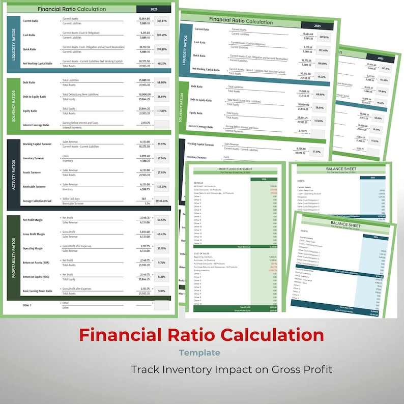 Financial Ratio Analysis Template | Google Sheets Metrics Tool - Etsy