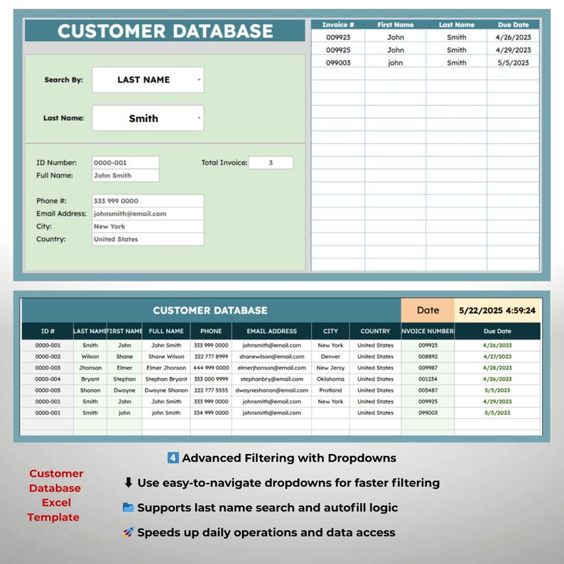 Customer Database Excel Template: Small Business CRM (google Sheets) - Etsy