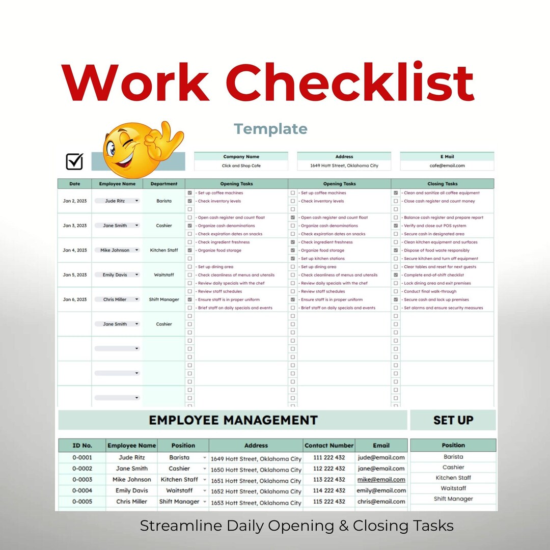 Work Checklist Template, Google Sheets Task Manager, Daily Planner ...