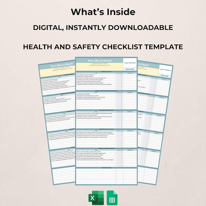 Health & Safety Checklist Template, Google Sheets Safety Audit Form ...