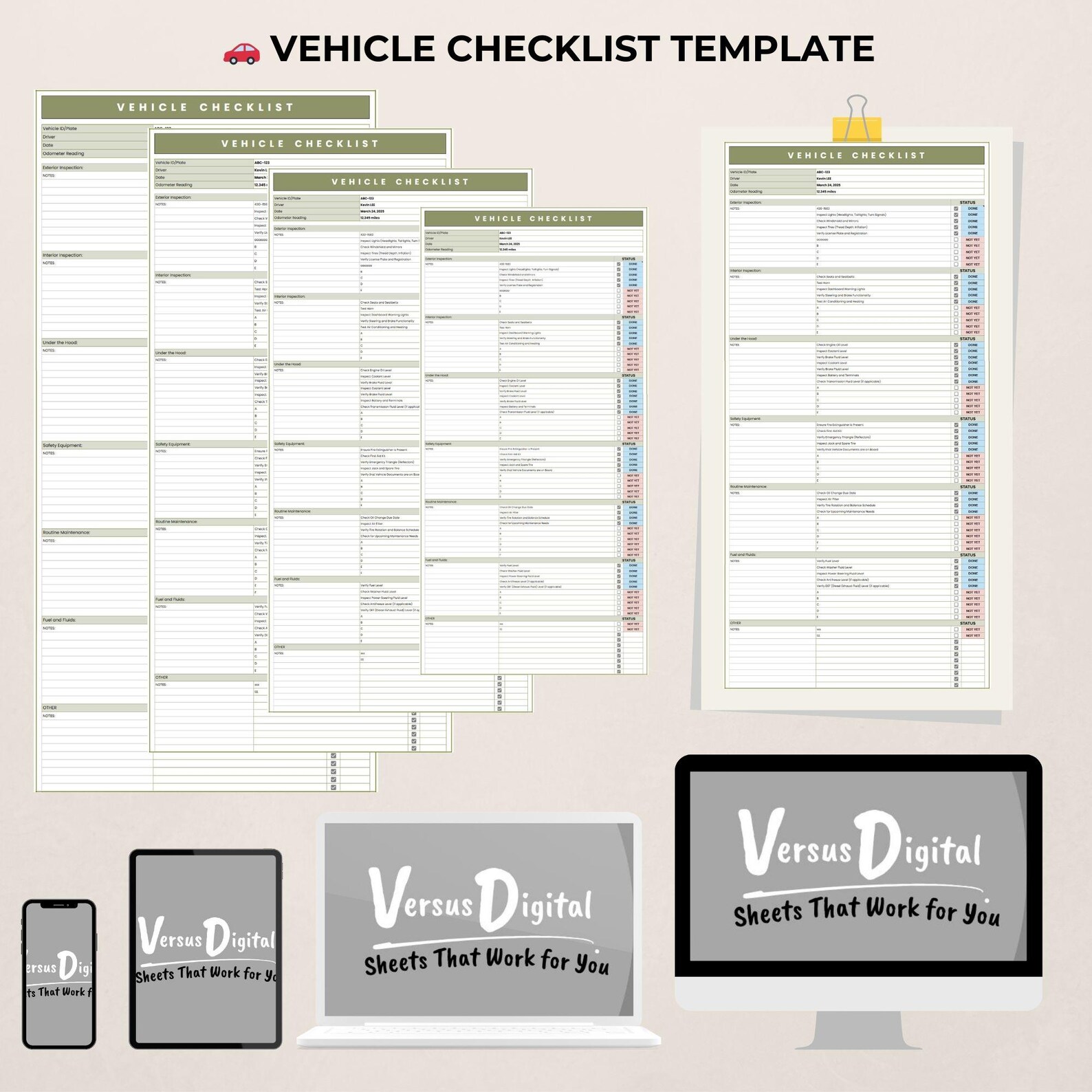 Car Maintenance Log Template | Google Sheets Vehicle Tracker - Etsy