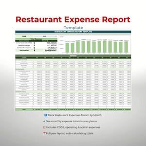 Restaurant Expense Report Template | Google Sheets Cost Dashboard - Etsy