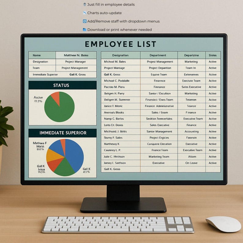 Employee List Template for Google Sheets — Editable Staff Tracker & HR ...