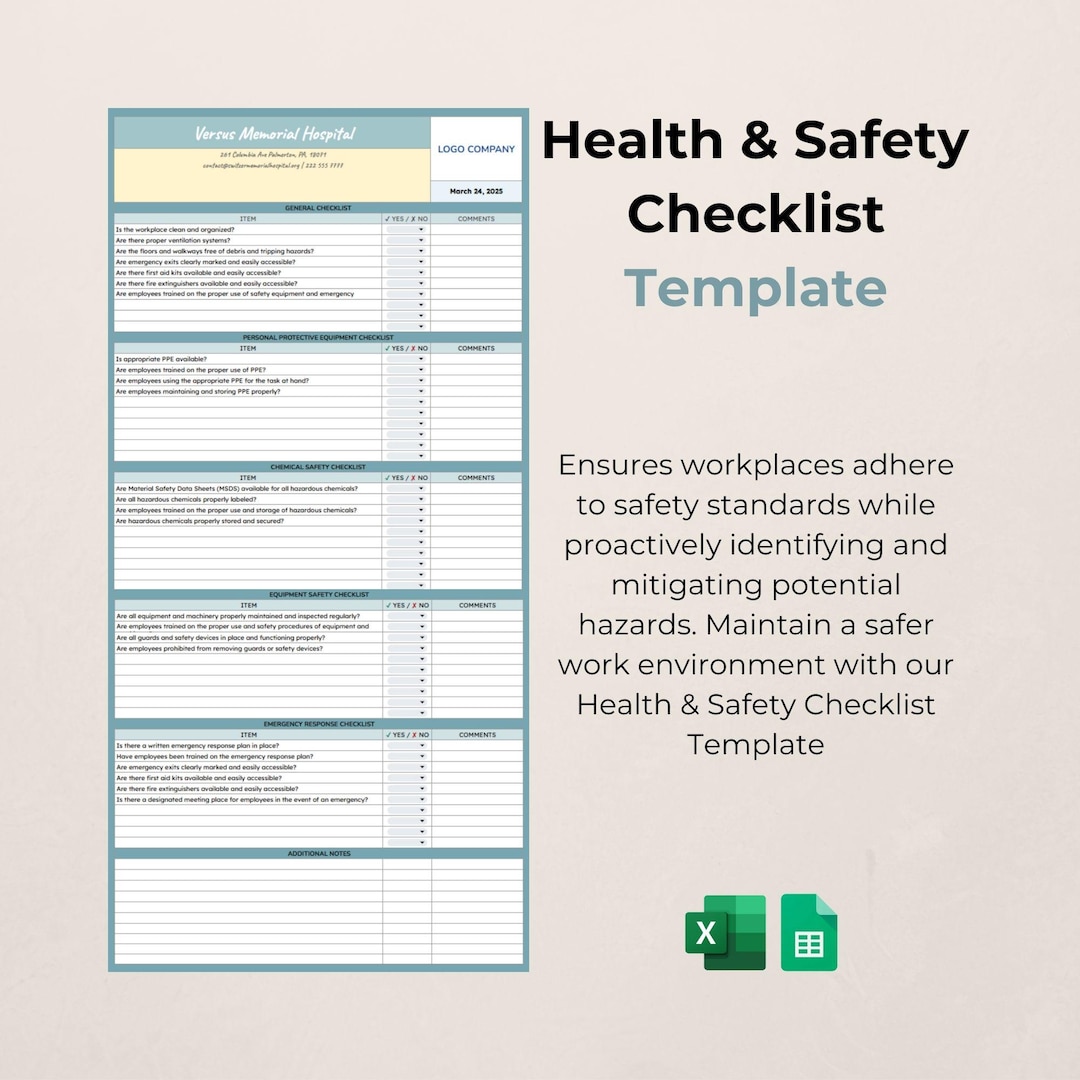 Health & Safety Checklist Template, Google Sheets Safety Audit Form ...