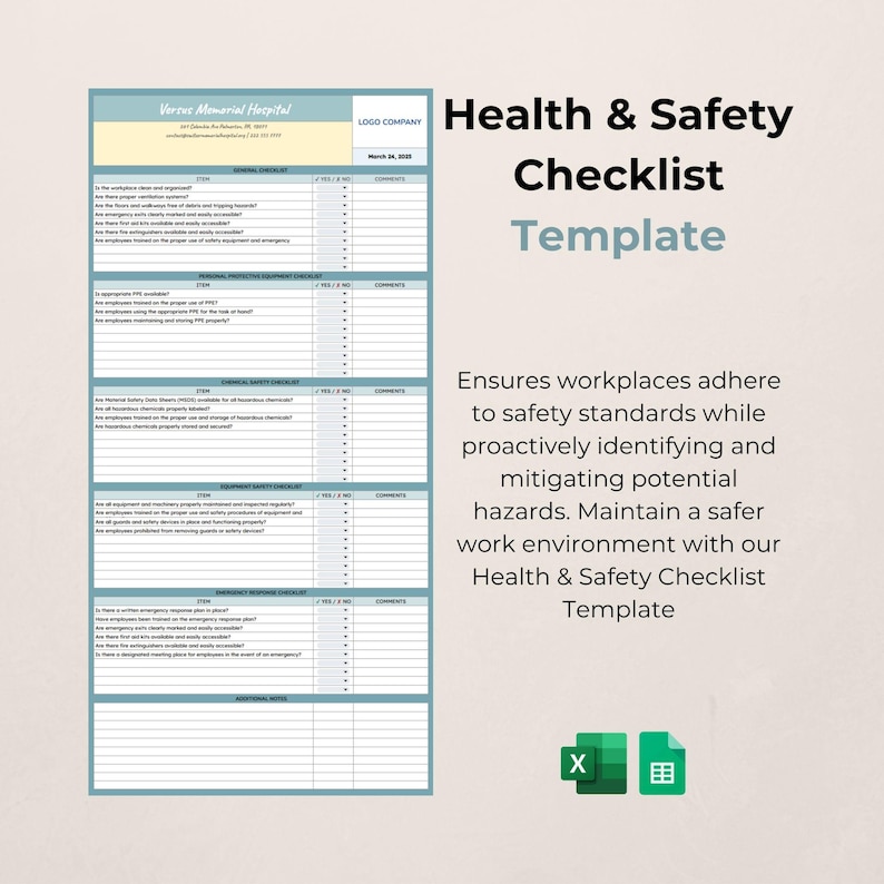 Health & Safety Checklist Template, Google Sheets Safety Audit Form ...