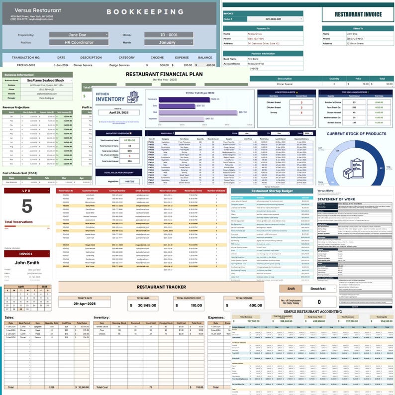 Restaurant Management Templates Bundle – 10 Google Sheets Tools - Etsy