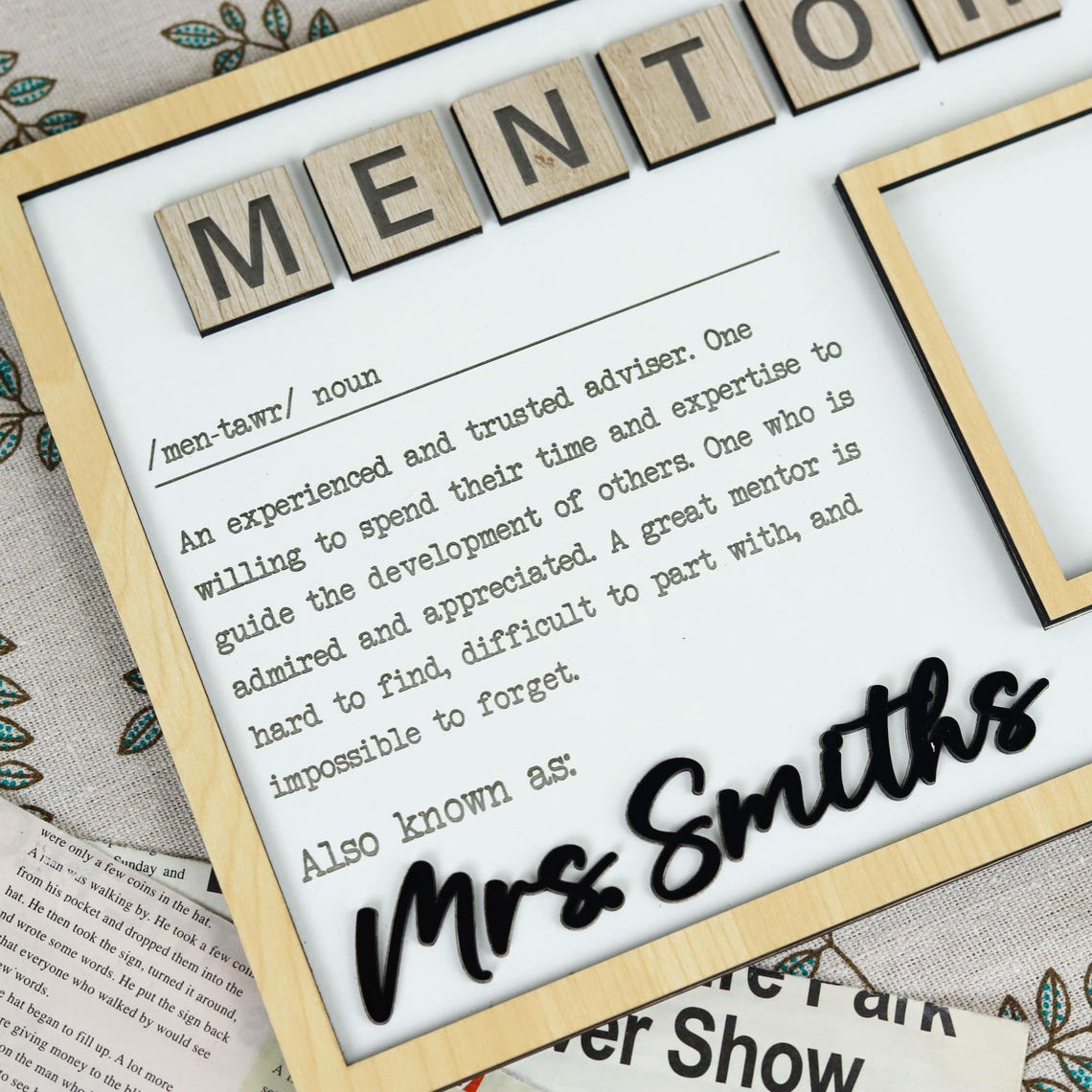 Personalized Mentor Appreciation Photo Frame, Meaningful Gift for ...