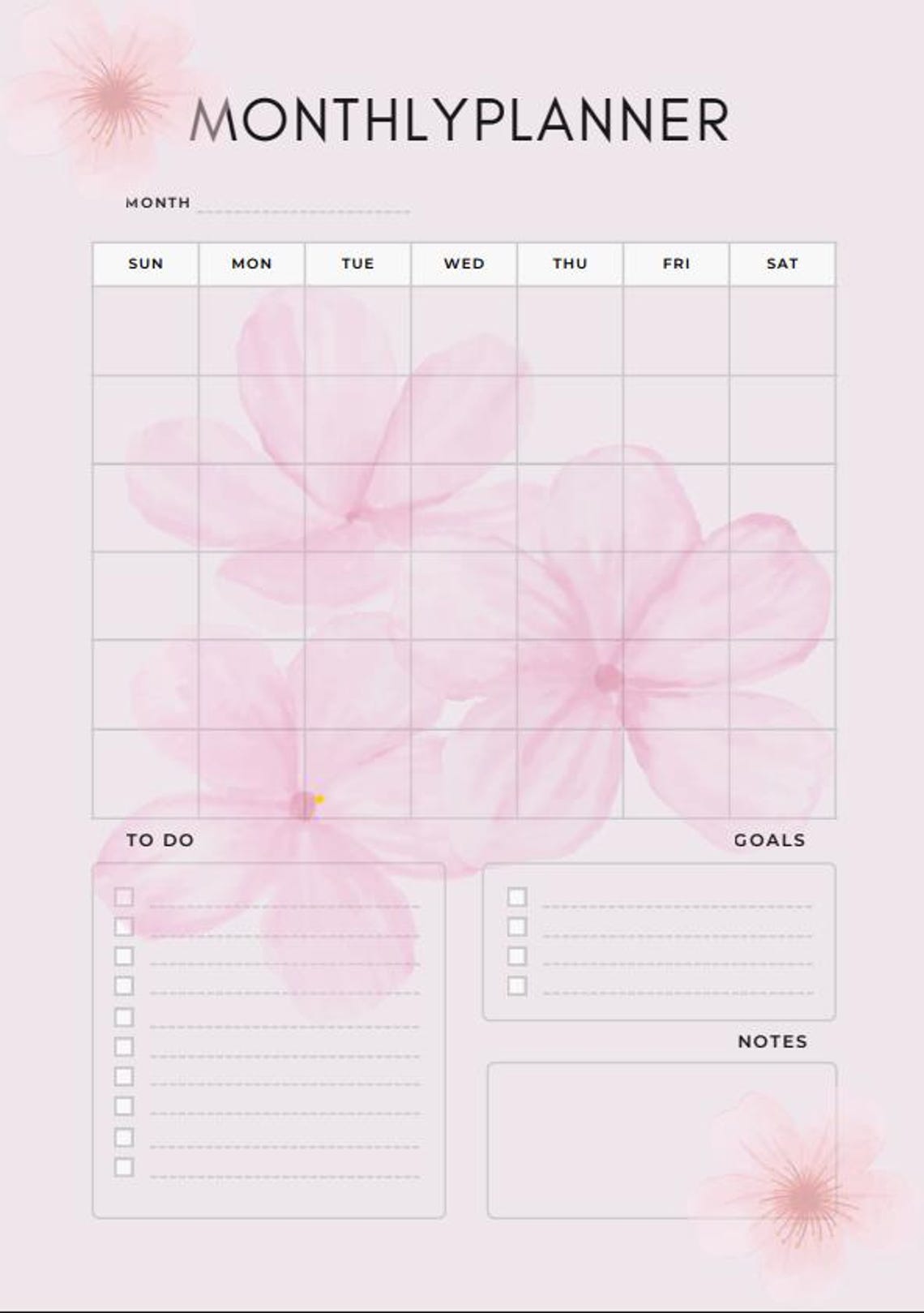 Undated 12 Monthly Planner - Printable - Etsy