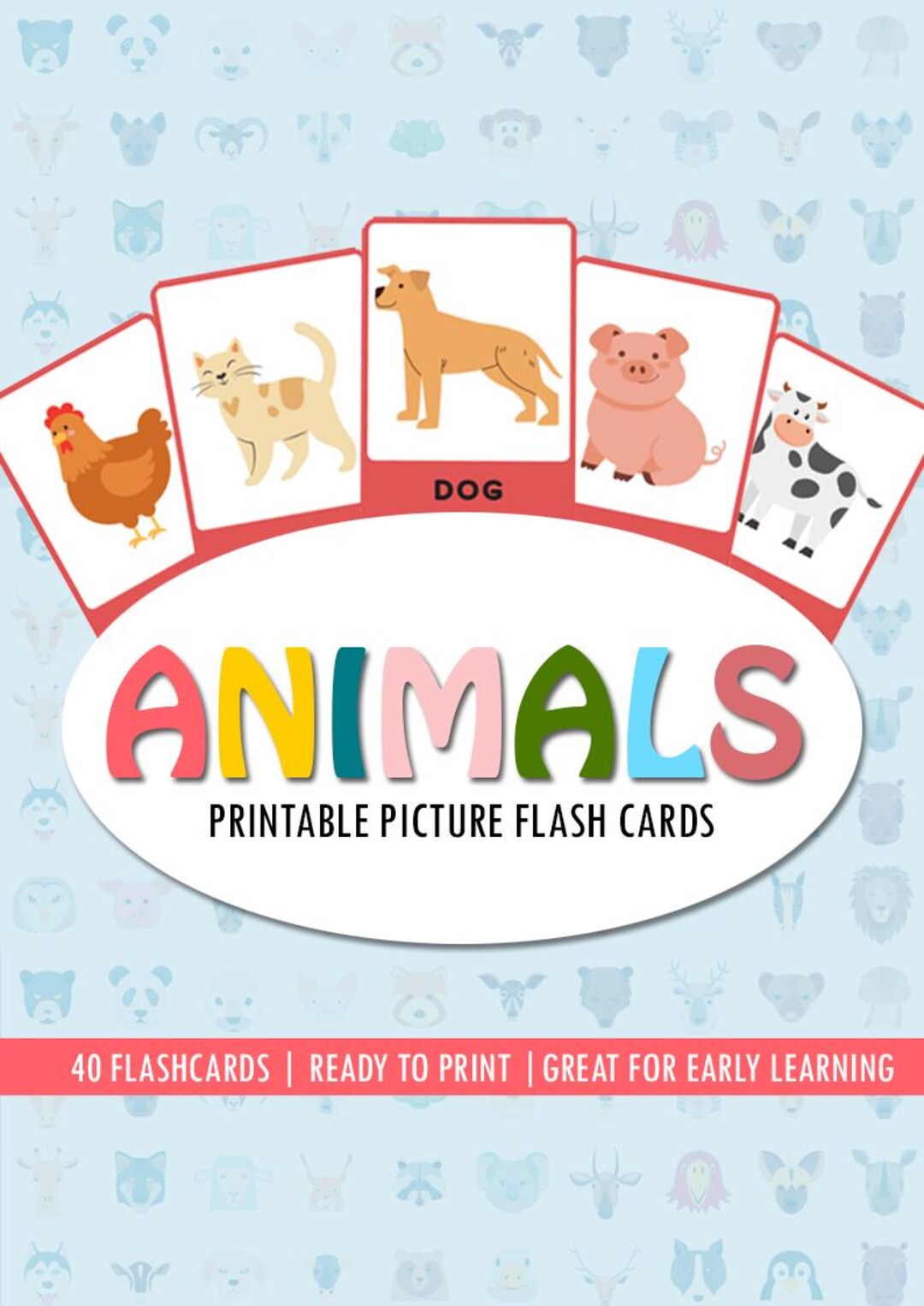 Printable Animals Flashcard - Etsy