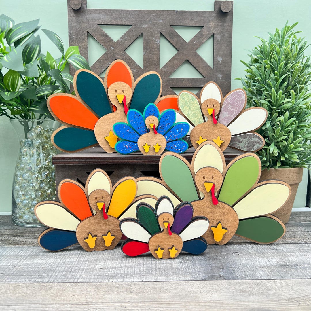 Primitive Cute Turkey Shelf Sitter, Fall Decor, Thanksgiving Decor for ...